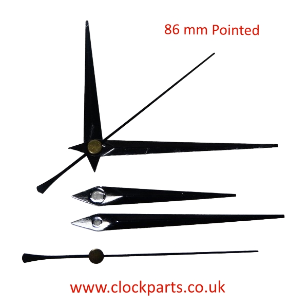 86mm Black Pointed • Clock Parts